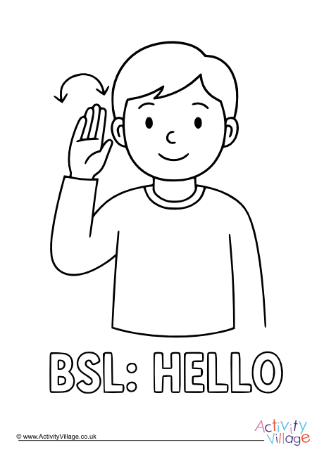 BSL Hello Colouring Page | Activity Village