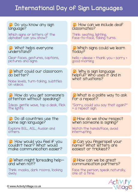 International Day of Sign Languages | Activities & Resources for Kids ...