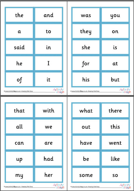 100 High Frequency Word Cards | Activity Village