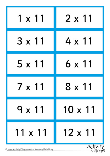 11 Times Table Flash Cards | Activity Village