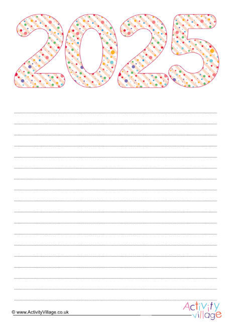 New Year Writing Paper | Activity Village