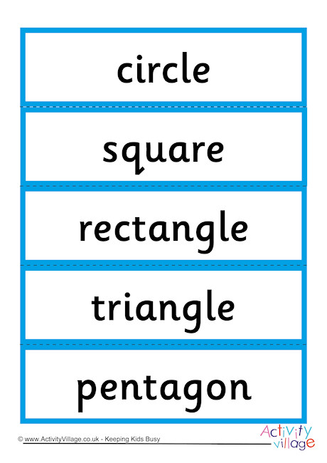 2D Shape Word Cards | Activity Village
