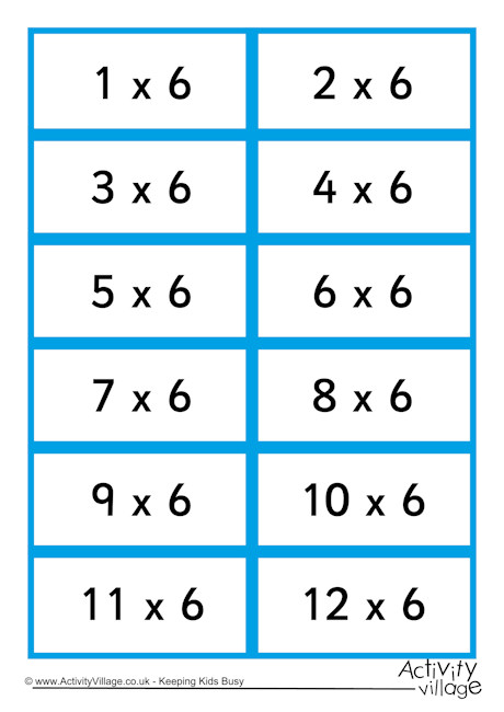 Times Tables Flash Cards - Double Sided | Activity Village