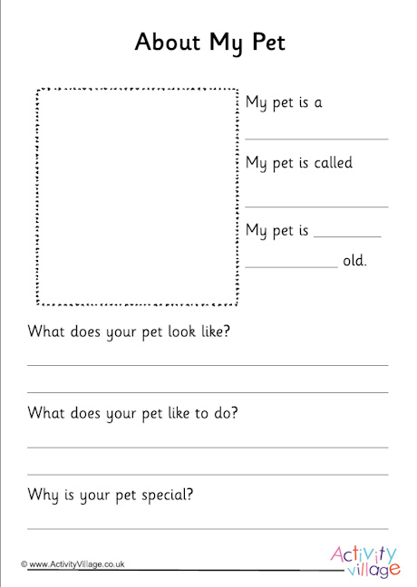 About My Pet Worksheet | Activity Village