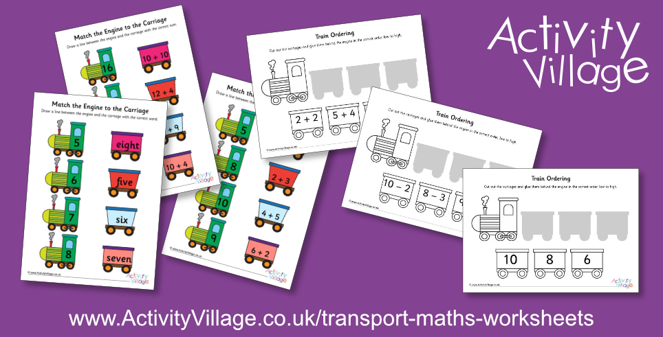 New Train Themed Maths Worksheets | Activity Village