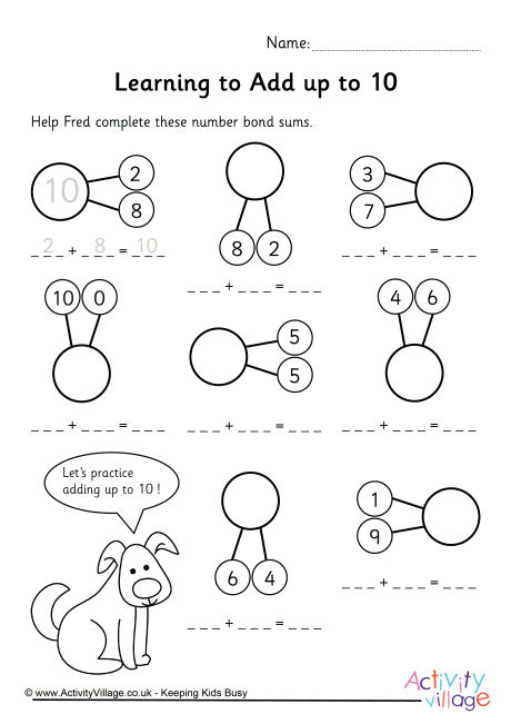Adding with Number Bonds to 10 | Activity Village