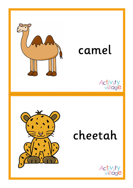 African Animal Flashcards - Large | Activity Village