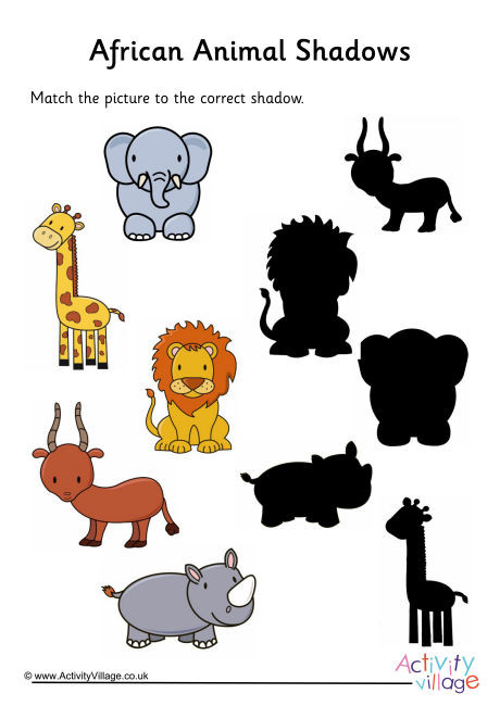 African Animal Shadow Puzzle | Activity Village