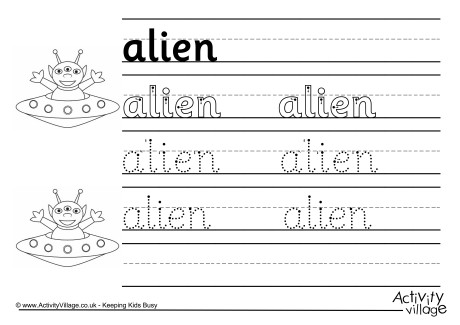 Space Handwriting Worksheets | Activity Village