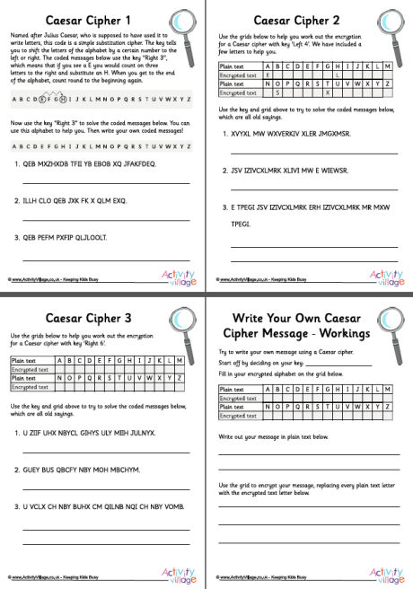 All Caesar Cipher Pages | Activity Village