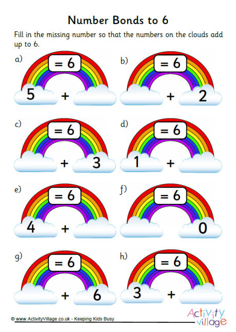 All Rainbow Number Bond Worksheets 5 to 10 | Activity Village