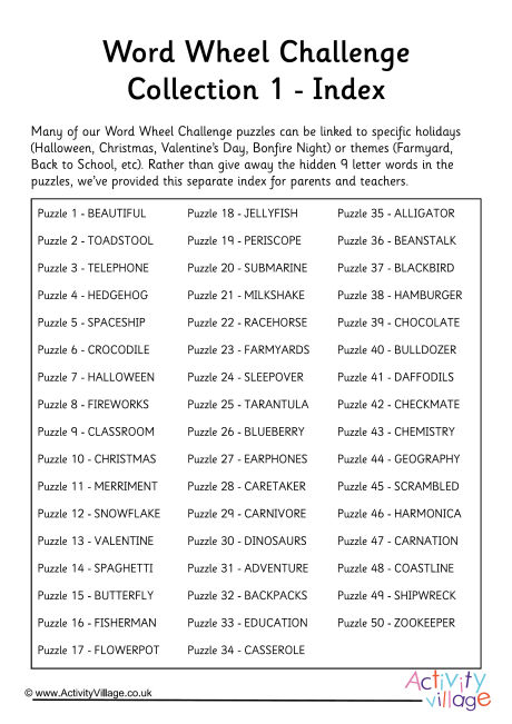 Word Wheel Puzzles for Kids