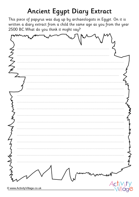 Ancient Egypt Diary Worksheet | Activity Village