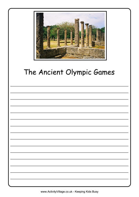 Ancient Olympic Games Notebooking Page | Activity Village