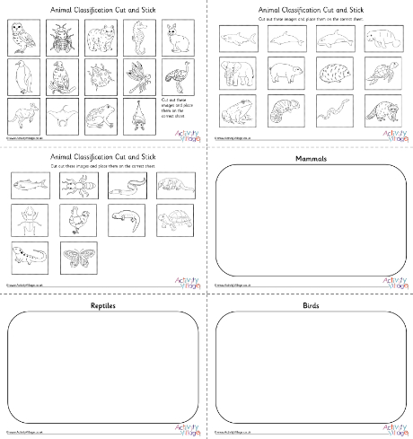 Animal Classification Cut and Stick | Activity Village