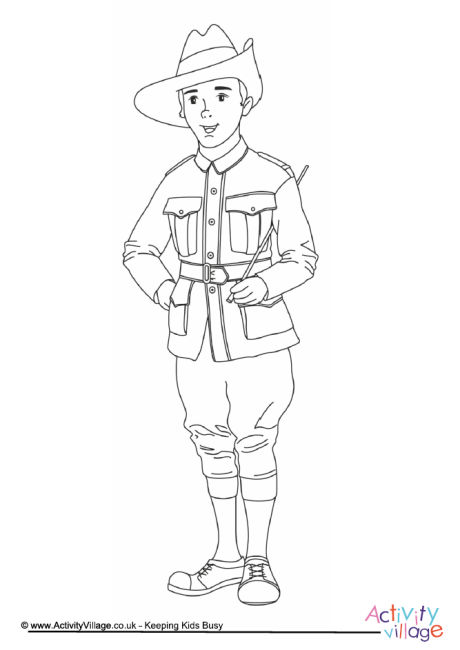 ANZAC Soldier Colouring Page | Activity Village