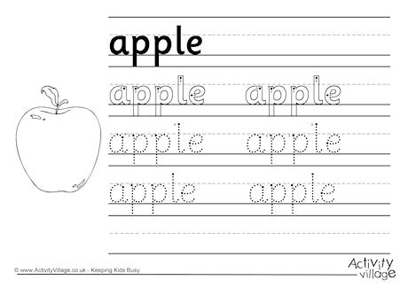 Apple Handwriting Worksheet | Activity Village