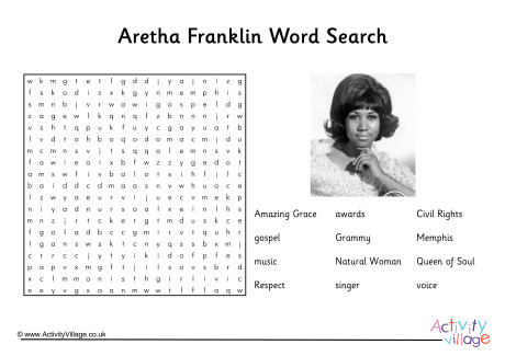Aretha Franklin Word Search | Activity Village