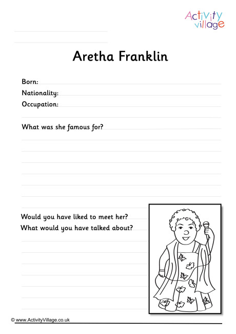 Aretha Franklin Worksheet | Activity Village
