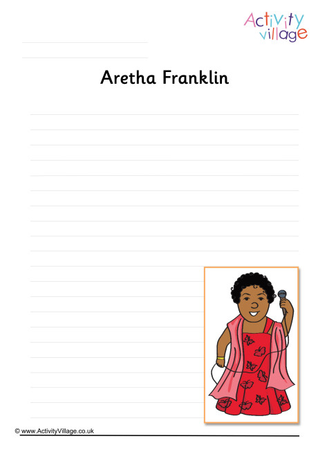 Aretha Franklin Writing Page | Activity Village