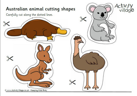 Australian Animal Cutting Shapes | Activity Village