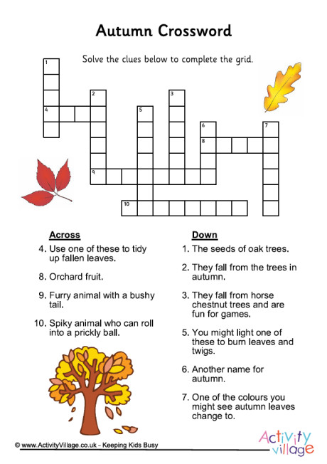 Autumn Crossword | Activity Village