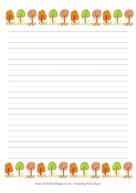 Autumn Trees Writing Paper | Activity Village