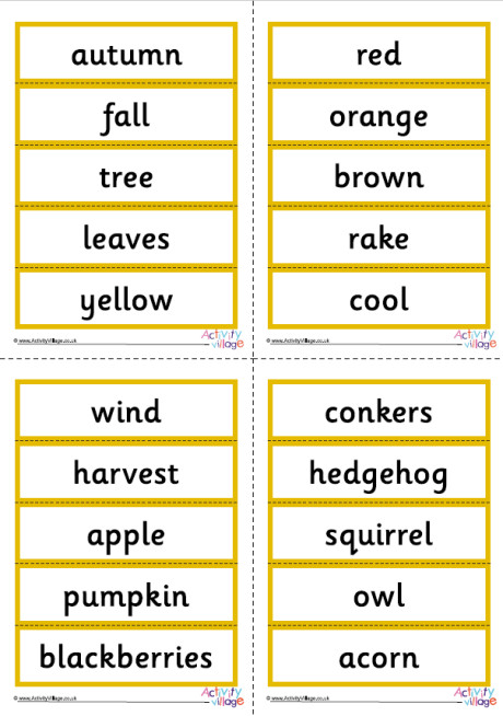 Autumn Word Cards | Activity Village