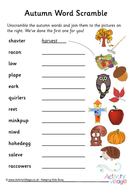 Autumn Vocabulary | Activity Village