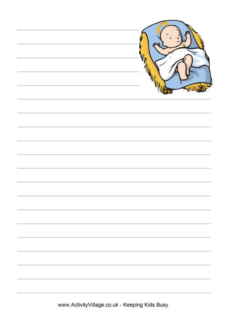 Baby Jesus Writing Paper | Activity Village