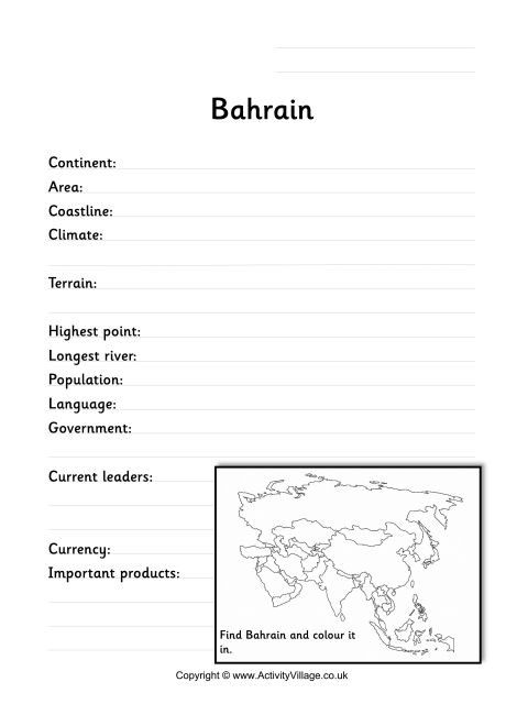 Country Fact Worksheets | Activity Village