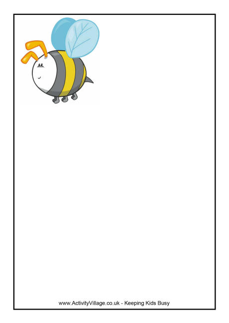 Bee Writing Paper | Activity Village