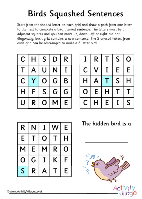 Squashed Sentences Puzzles | Activity Village