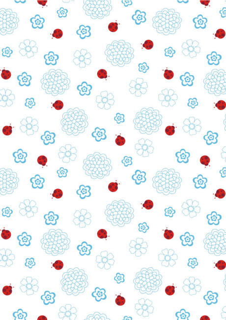 Blue Flowers and Ladybugs Scrapbook Paper | Activity Village