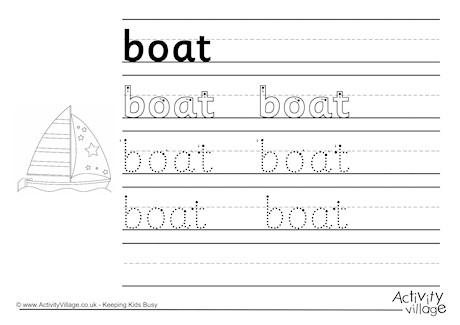 Boat Handwriting Worksheet | Activity Village
