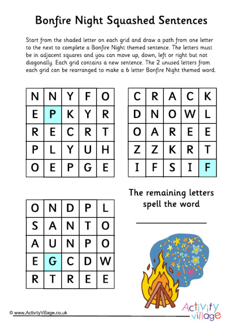Squashed Sentences Puzzles | Activity Village