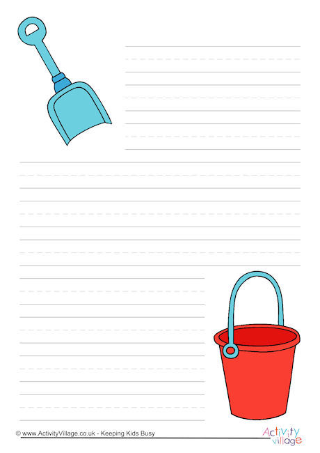 Bucket and Spade Writing Paper | Activity Village