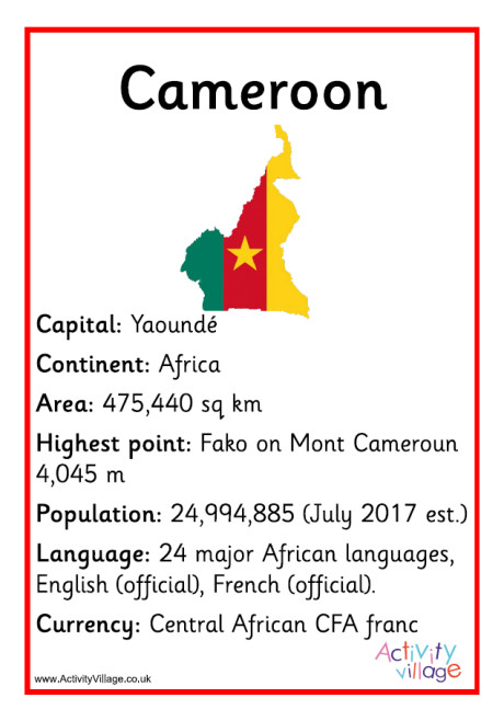 Cameroon - Printables and Fun Facts
