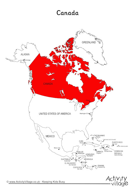 Canada on Map of North America | Activity Village