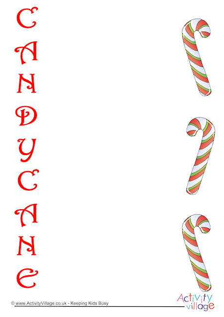 Candy Cane Acrostic Poem Printable | Activity Village