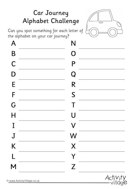 Car Journey Alphabet | Activity Village