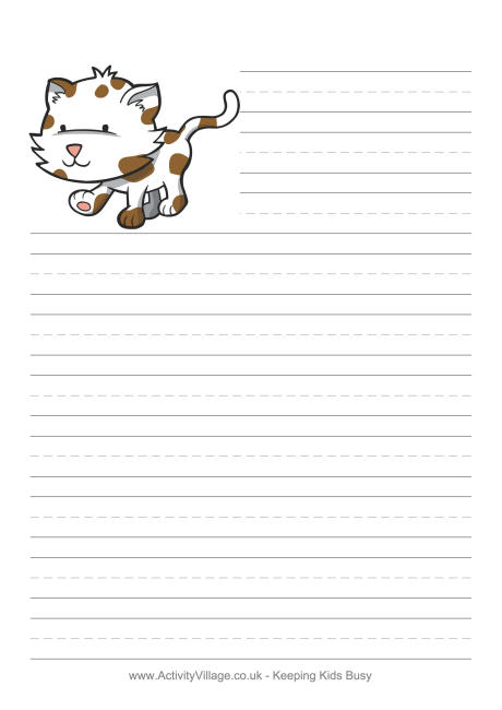 Cat Writing Paper | Activity Village