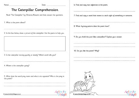 Caterpillar Comprehension Questions | Activity Village