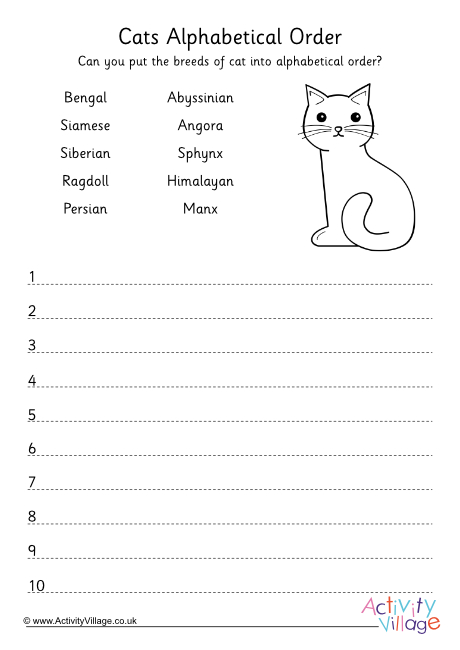 Cat Worksheets | Activity Village