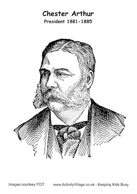 Chester Arthur Colouring Page | Activity Village
