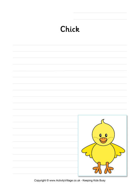 Chick Writing Page | Activity Village