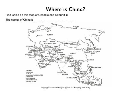 China Location Worksheet | Activity Village