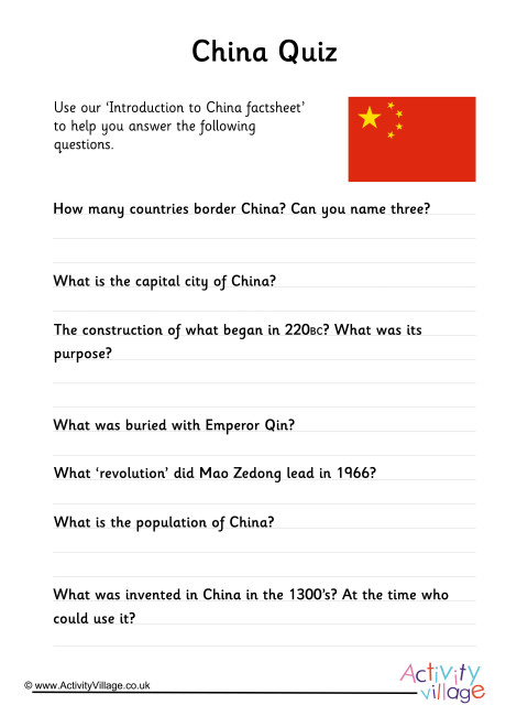 Learn About China | Activity Village