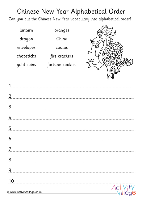 Chinese New Year Vocabulary | Activity Village