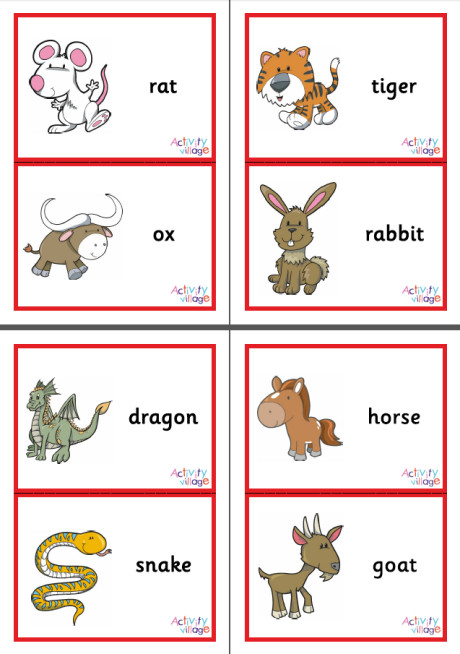 Chinese Zodiac Flash Cards - Large | Activity Village